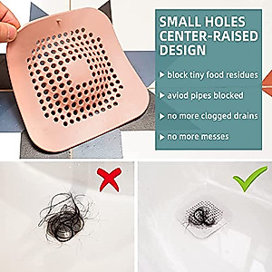 Shower Hair Drain Catcher, 4 PCS Raised Square Shower Drain Covers with Suction Cup, Silicone Drain Hair Catcher Hair Stopper Drain Cover for Bathroom Bathtub Kitchen (Multicolor)