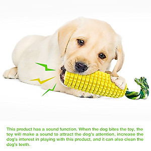 Dog Chew Toys for Aggressive Chewers Dog Corn Toothbrush Stick Teeth Cleaning Squeaky Toy with Chewing Rope for Medium Dogs Tough Dog Dental Teeth Cleaning Chew Toy (Yellow)