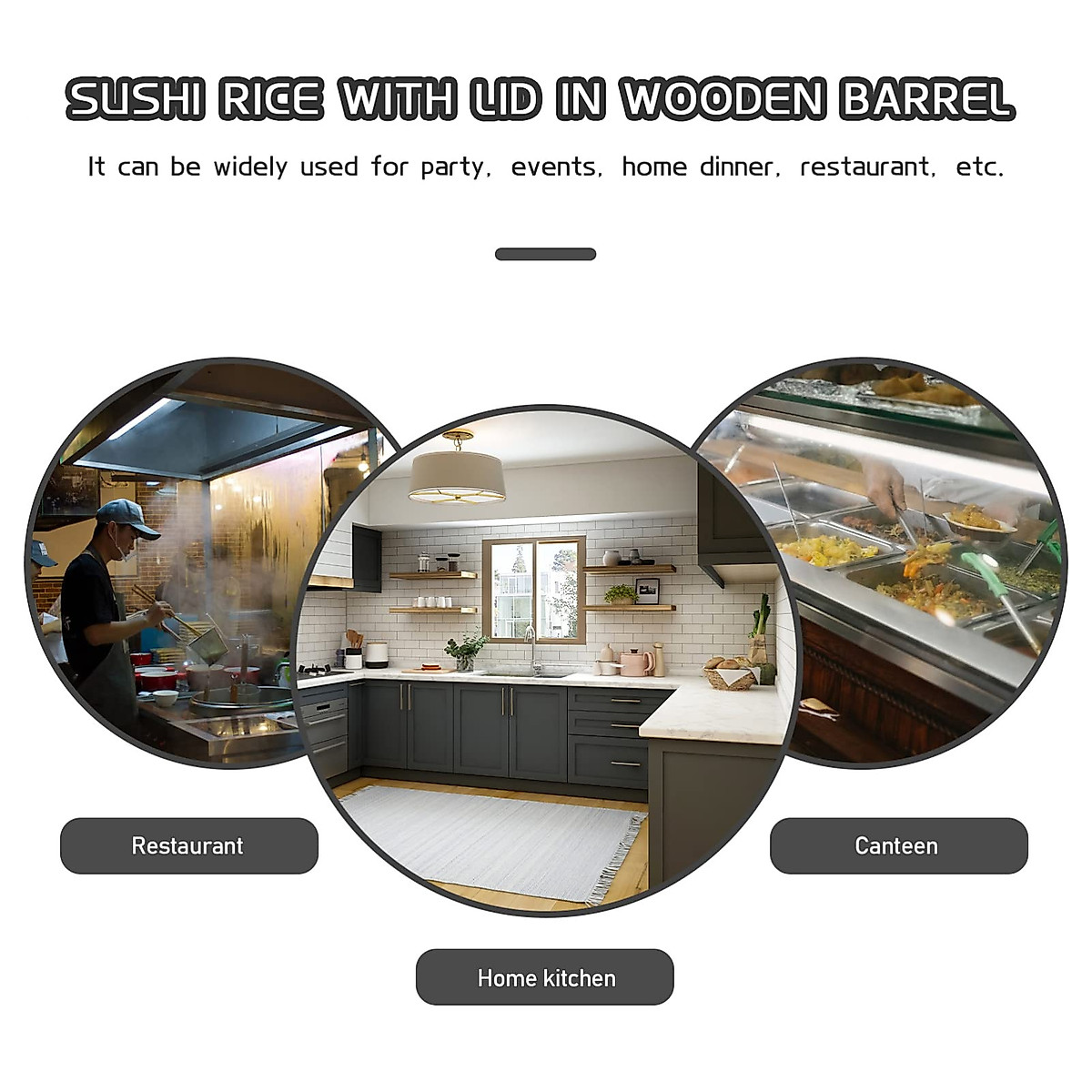 Operitacx Steaming Cask Wooden Sushi Rice Bowl Hangiri Sushi Rice Mixing Tub Container Wooden Sushi Barrel Japanese Sushi Rice Storage Bucket for Home Restaurant Japanese Rice Tub