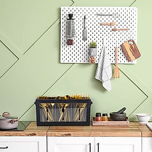 Nuenen Silverware Caddy Organizer Bin Utensil Cutlery Holder with Acrylic Front Panel 3 Compartments Spoon Fork Knife Holder Kitchen Tableware Storage Box Wood Flatware Caddy for Countertop (Black)