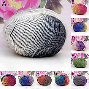 Wool Rainbow Line, Long Segment Dyed Flower Line Knitting Yarn, Soft Hand-Woven Rainbow Colorful Knitting Scores Wool Blend Yarn, Anti-Pilling, Anti-Shrink, Anti-Fade (E)