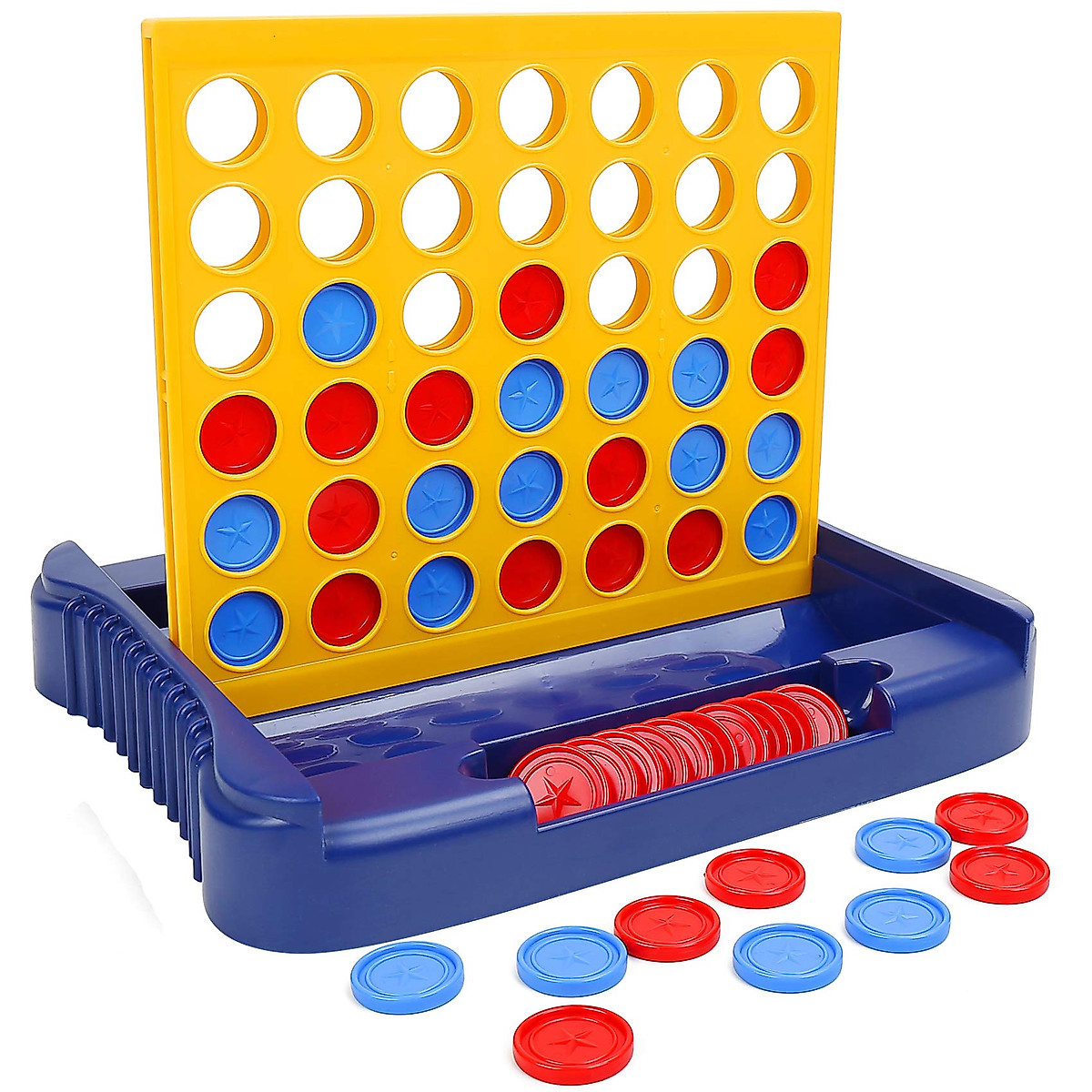 IAMGlobal 4 in a Row, Board Games, Four in a Row Game, Travel Size Line Up 4, Classic Family Toy for Kids and Family for Fun (9.8 Inch)