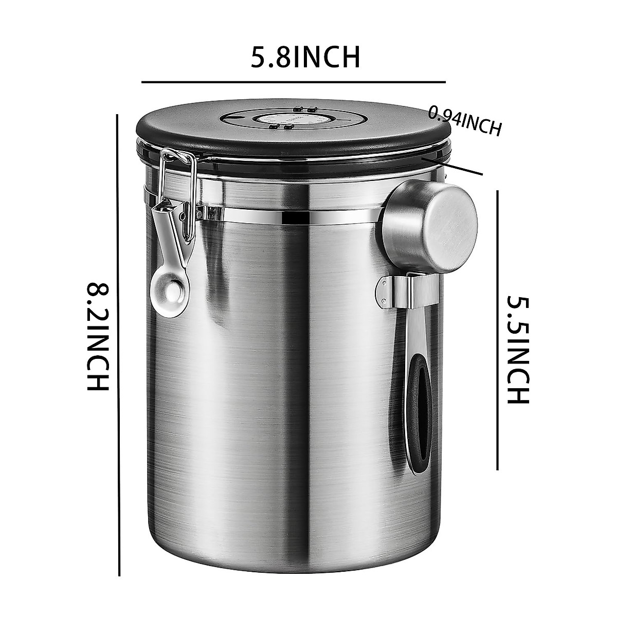 LAMLENT 2800ML Large Capacity Sealed Coffee Maker, Stainless Steel Container with Spoon, Ground Coffee, Beans and Tea, Keep Coffee Fresh,94.7OZ