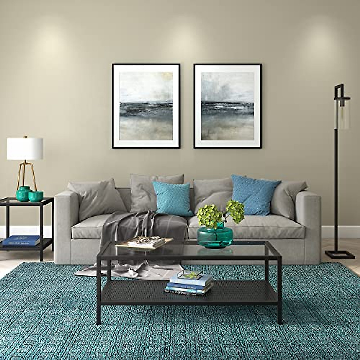 Henn&Hart 45" Wide Rectangular Coffee Table in Blackened Bronze, Modern coffee tables for living room, studio apartment essentials