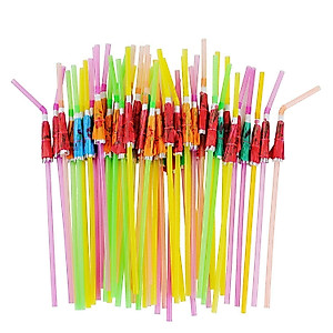 ALINK 50 Luau Umbrella Straws + 54-Pack Coconut Cups with Straws and Cocktail Picks