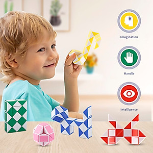 Ganowo 30 Pack Party favor, Medium Fidget Snake Cube Twist Puzzle Toys for Kids Teens Stocking Stuffers Bulk Birthday Party Supplies Goodie Bags Fillers, Random Colors