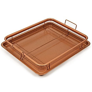 Copper Chef Nonstick Copper Crisper Pan, 12 x 18 Inch Deluxe, 2-Piece Set, Copper