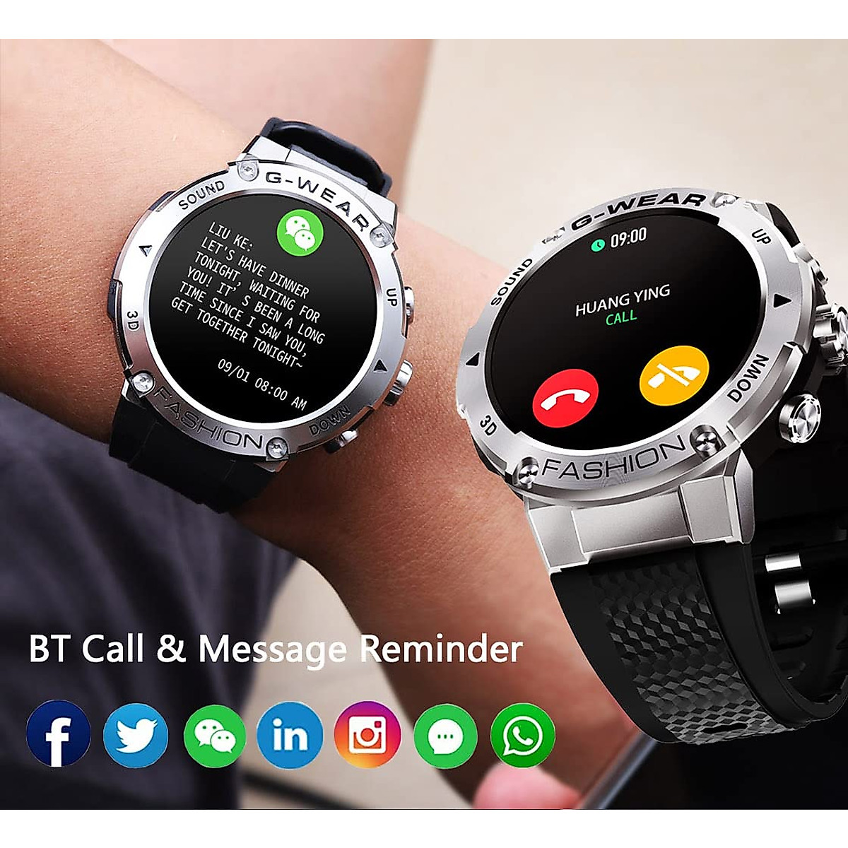 Military Smart Watch for Men Text and Call, 1.32'' AMOLED Fitness Tracker Watch Multi Sports Modes/Blood Pressure/SpO2/Heart Rate Monitor/IP68 Waterproof, Outdoors Sport Smartwatch for Android iOS