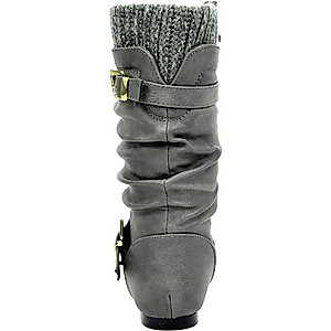 DREAM PAIRS Little Kid KLOUCH Grey Knit Sweater Knee High Winter Boots - 2 M US Little Kid