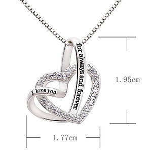 ALOV Jewelry Sterling Silver "I love you for always and forever" Love Heart Cubic Zirconia Necklace
