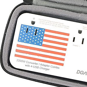 co2CREA Hard Travel Case Replacement for DOACE 2019 Professional 2200W Voltage Converter All-in-One Converter Step Down 220v to 110v Power 10A Dual Adapter International Plug Converters