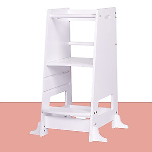 Kinbor Baby Kids Step Stool Kids Learning Stool Kids Kitchen Step Stool with Safety Rail-Solid Wood Construction. Perfect for Toddlers and Older