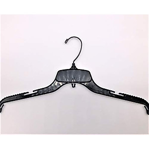 NAHANCO 28800BH Black Plastic Top Hanger, Heavy Weight, Black Hook, 17" (Bulk Pack of 100)