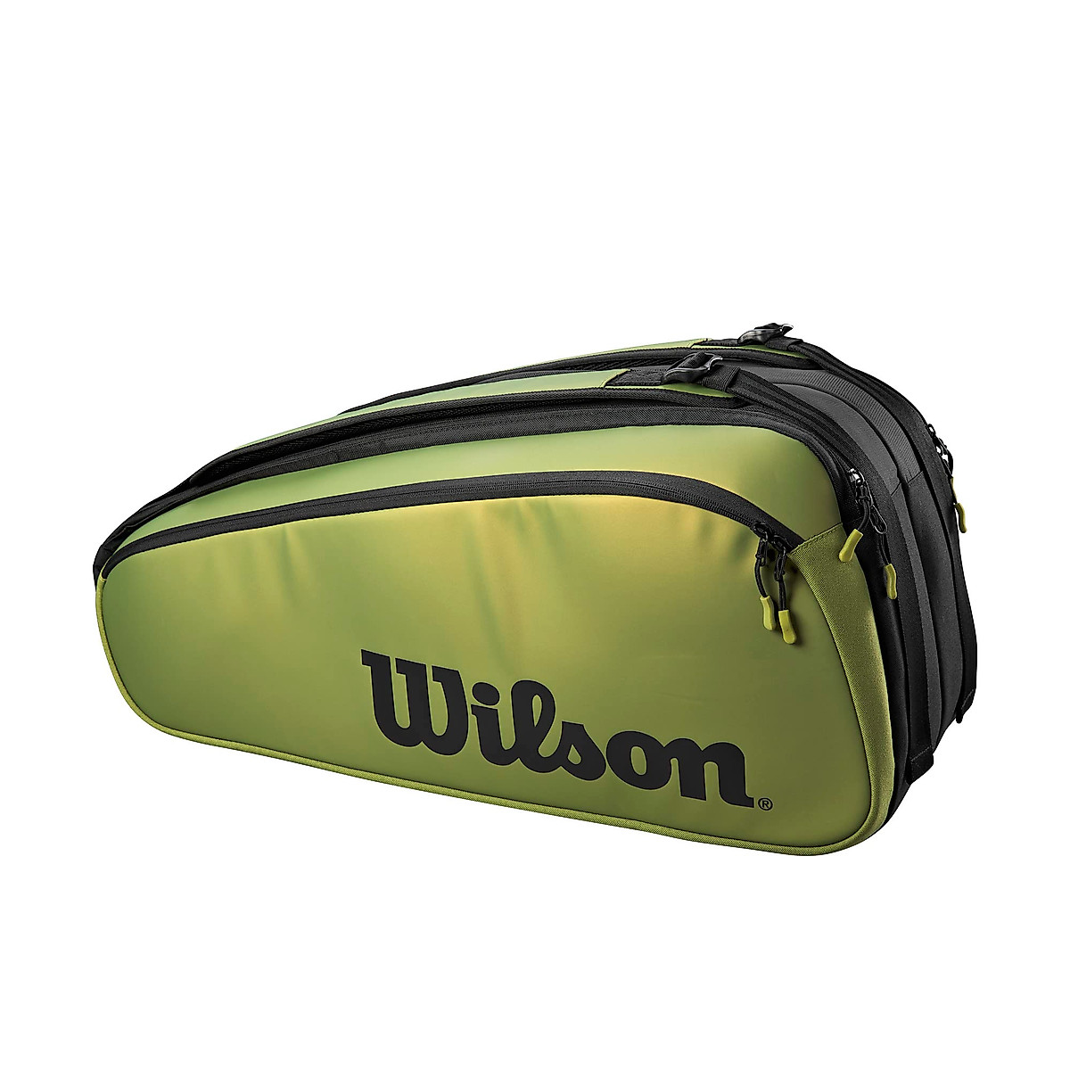 WILSON Blade V8 Super Tour Tennis Racket Bag - Green/Black, Holds up to 9 Rackets