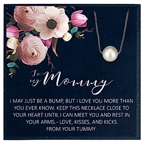 Grace of Pearl New Mommy Necklace Baby Bump Gift for New Mom Gift Jewelry Gift for First Time Mom Pregnancy Gift for Mom to be Gift for Wife Pregnant Gift Expecting Mom Gift