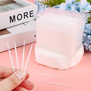 JiaUfmi 1100Pcs Dental Picks Plastic Toothpick Oral Hygiene 2 Way Interdental Brush Stick