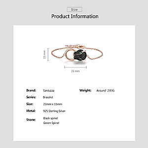Santuzza 925 Sterling Silver Panther Bracelet Black Spinel 14K Rose Gold Plated Leopard Jaguar Bracelets for Women