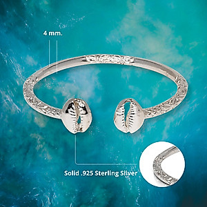 Better Jewelry INC Solid .925 Sterling Silver Cowrie Shell Bangle (Made in USA) (9)