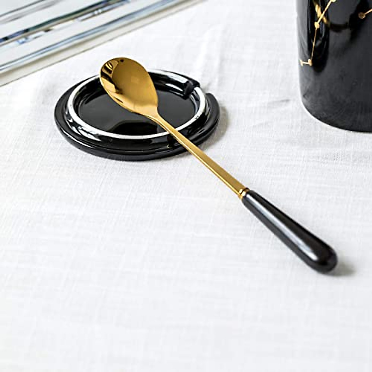 Fullcci -15oz Virgo Birthday Gift Ceramic Creative Constellation Zodiac Coffee Mug Set Capacity Upgrade Tea Cup for Cocoa Water Milk Juice (Virgo-Black Gold)