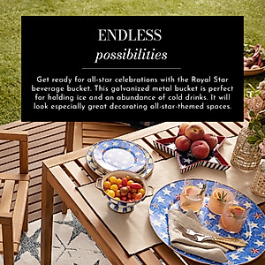 MACKENZIE-CHILDS Royal Star Beverage Bucket, Decorative Outdoor Galvanized Tub for Drinks