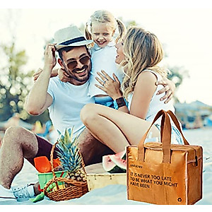 IAOVENN Insulated Tyvek paper lunch bag, reusable brown paper bag, Leakproof, durable snack bags for women and men Lunch Box