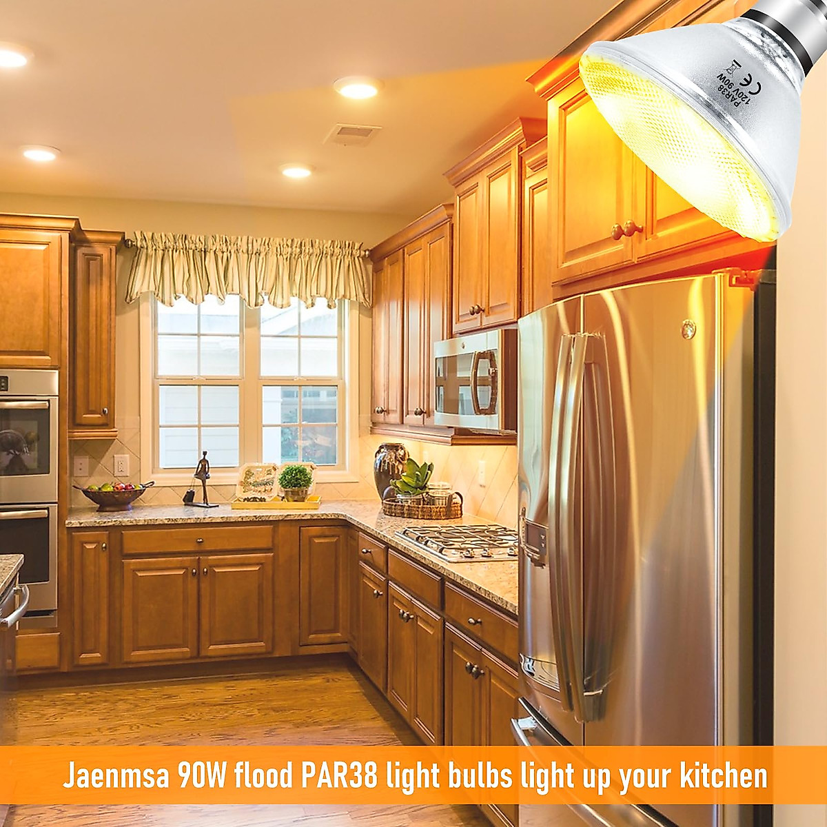 Jaenmsa PAR38 Halogen Flood Light Bulbs 90W 120V, 4Pcs Halogen PAR38 90W Light Bulbs Dimmable with E26 Base, 2800K Warm White, 1600 Lumens for Indoor and Outdoor