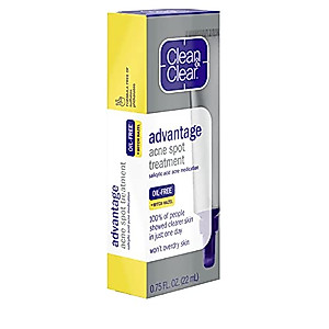 Clean & Clear Advantage Acne Spot Treatment Gel Cream, 2% Salicylic Acid Acne Medication, Witch Hazel, Oil-Free Gel Pimple Cream for Adults & Teens, Salicylic Acid, 3 x.75 Fl. Oz