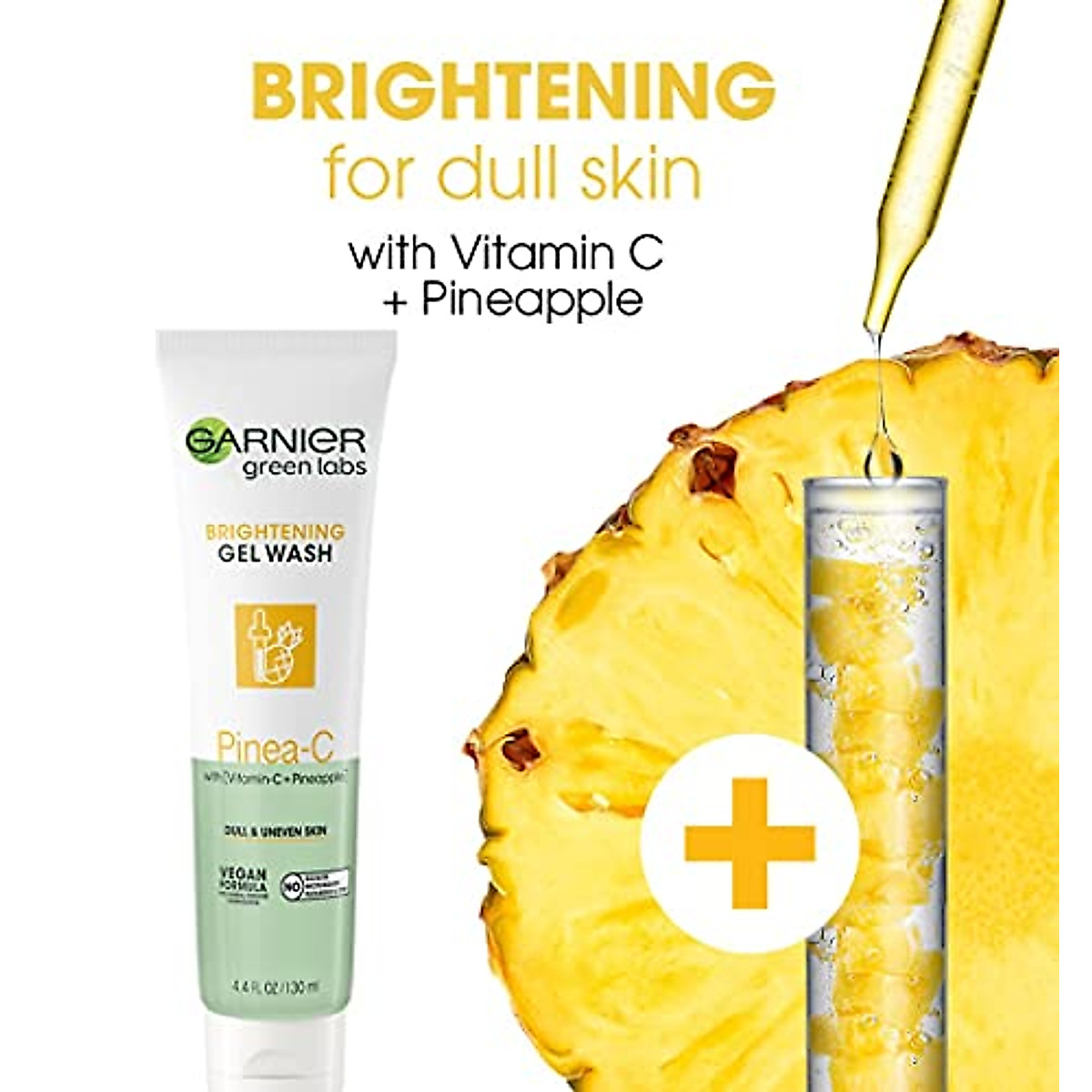 Garnier SkinActive Green Labs Brightening Gel Washable Cleanser with Vitamin C and for Dull and Uneven Skin 4.4 Packaging May Vary, Pinea-C, Pineapple, 13.2 Fl Oz