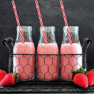 Christmas Reusable Plastic Straws Long Red Striped Straws Xmas Drinking Straws with Rings for Christmas Wedding Party Supplies(48 Pieces,9 Inch)