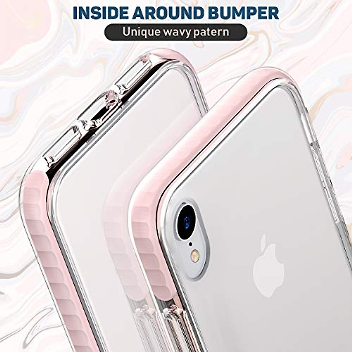 MATEPROX iPhone XR Case Clear Thin Slim Anti-Yellow Anti-Slippery Anti-Scratches Cover Shockproof Bumper Case for iPhone XR 6.1''(Pink)