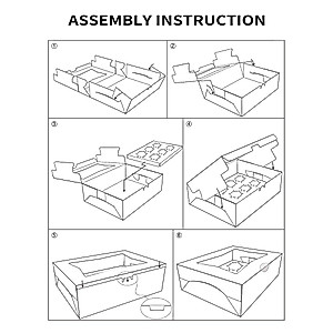 30-Set Cupcake Boxes with Inserts and Window Hold 6 Cupcakes, 9.4'' x 6.3'' x 3'', Brown Food Grade Kraft Cupcake Holder for Cookies, Muffins, Bakeries