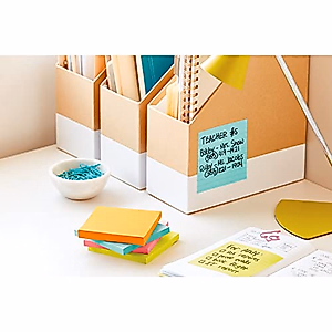 Post-it Super Sticky Notes, 4x4 in, 6 Pads, 2x the Sticking Power, Supernova Neons, Bright Colors, Recyclable (675-6SSMIA)