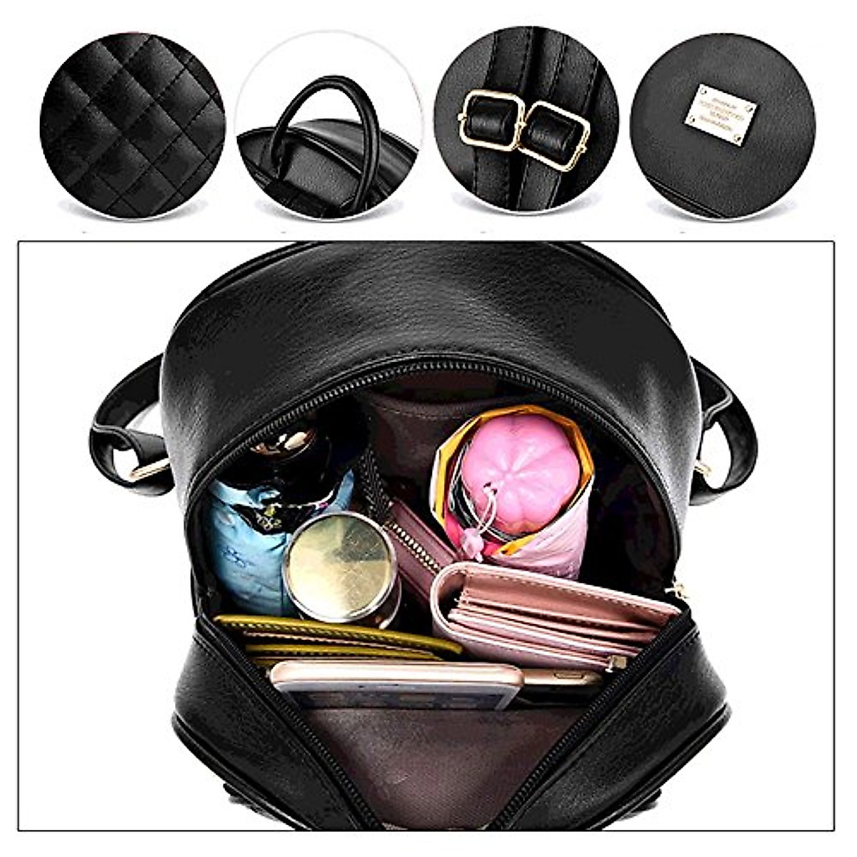 Fayland Women Teens Girls Casual Small Fashion PU Leather Backpack Purse Pink