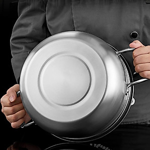 SHERCHPRY Induction Stock Pot Stainless Steel Saucepan with Glass Lid Classic Cookware Sauce Pan Cooking Pot for Boiling Milk Sauce Gravies Pasta Noodles 24CM Stainless Steel Stock Pot