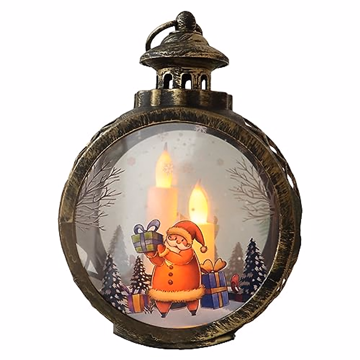 Ochine Christmas Snow Globe Lantern, LED Light Christmas Candle Lantern Battery Operated Xmas Holiday Santa Claus Snowman Decorative Lantern LED Candle Light Hanging Lantern for Christmas Decoration