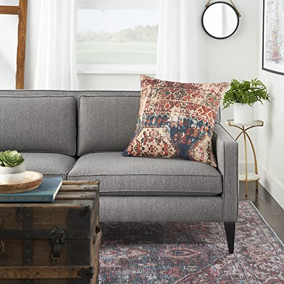 Nicole Curtis Pillow Persian Print Red 24" X 24" Throw Pillow