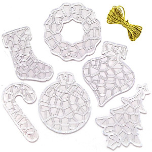 Baker Ross AX570 Christmas Crystal Mosaic Decorations - Pack of 10, Acrylic Festive Suncatchers for Creative Art and Craft Activities, to Make and Decorate.