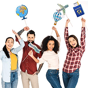 Yaaaaasss! Let The Adventure Begin Centerpieces Travel Themed Centerpieces Sticks Adventure Awaits Bon Voyage Farewell World Map Retirement Graduation Party Photo Booth Props Set of 21