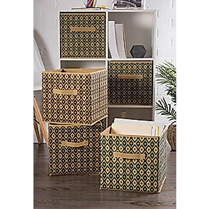 DII Non Woven Polyester Ikat Storage Bin, 11x11x11 (2), Green