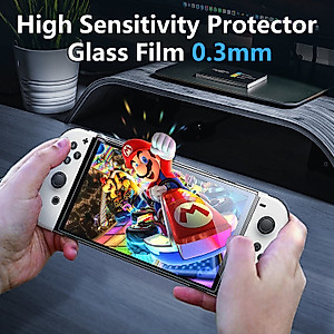 Trconk Screen Protector Compatible with Nintendo Switch OLED, Tempered Glass Screen Protector for Switch OLED 2021, 7-inch HD Clear Screen Protector Glass for OLED Switch, 3-Pack