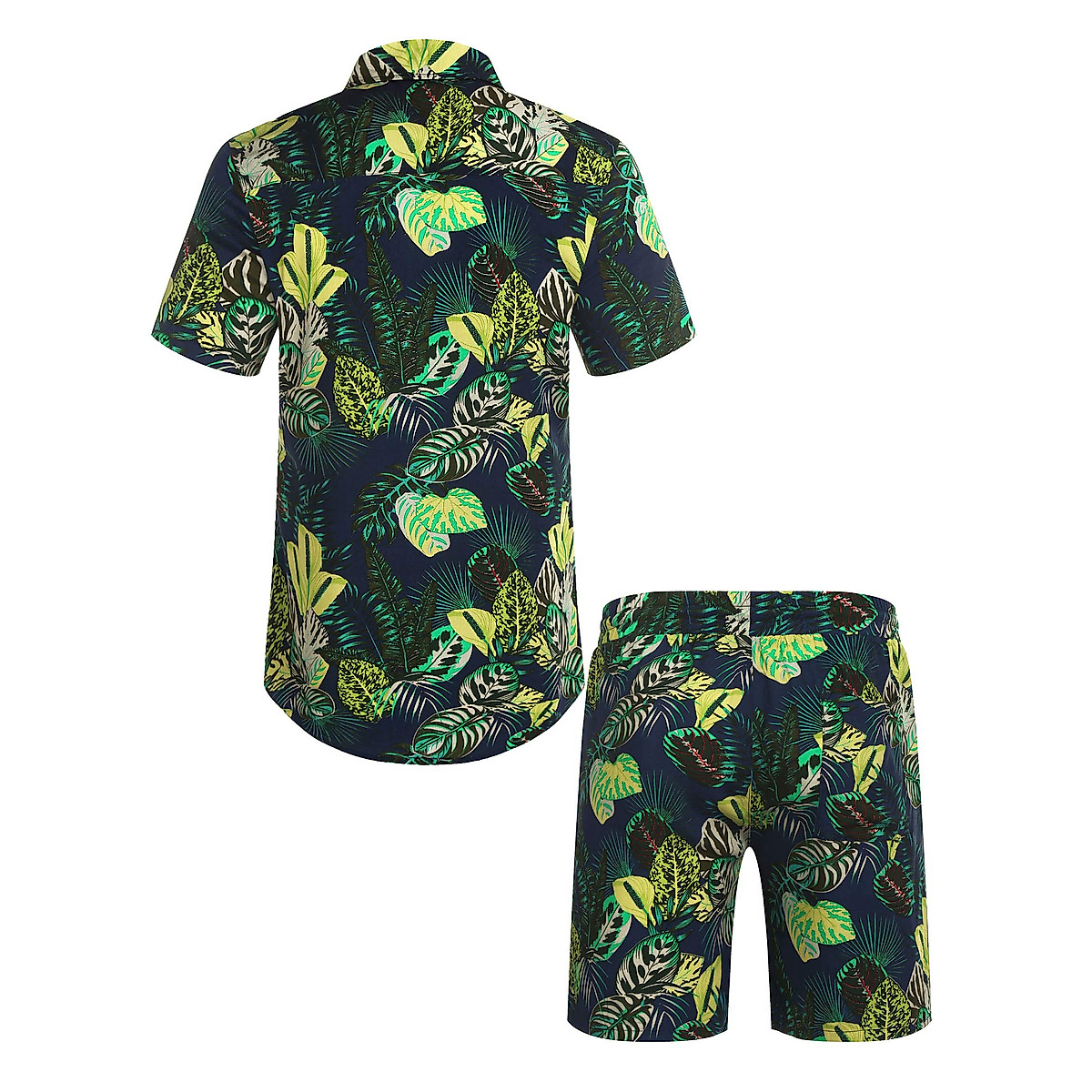 COOFANDY Men's Floral Pattern 2 Piece Summer Beach Short Sleeve Tracksuits