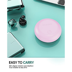 Retainer Case, VEAMOR Invisalign Case Holder,Dental Braces Case Slim Battery Powered with Protective Bag for Invisalign, Aligner - Pink