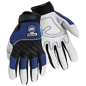 Miller Electric Metal Working Gloves - Large, Black and Blue (251067)