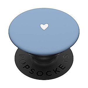 Cute Hand Drawn Lovely White Minimalist Heart on Baby-Blue PopSockets PopGrip: Swappable Grip for Phones & Tablets