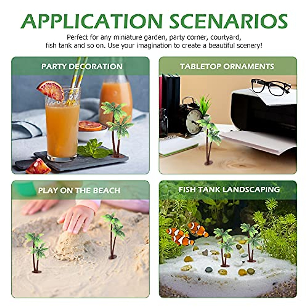 Amosfun 5Pcs Plastic Coconut Palm Tree Miniature Plant Pots Bonsai Craft Micro Landscape DIY Decor Wedding Valentine's Day Decoration