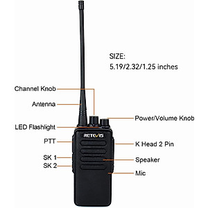 Retevis RT1 Long Range Walkie Talkies,High Power 2 Way Radio with 3000mAh Rechargeable,Emergency Alarm Walkie Talkie for Hunting(2 Pack)