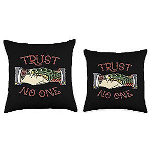 TSHIRTRIBE Trust No One-American Traditional Tattoo Throw Pillow, 18x18, Multicolor