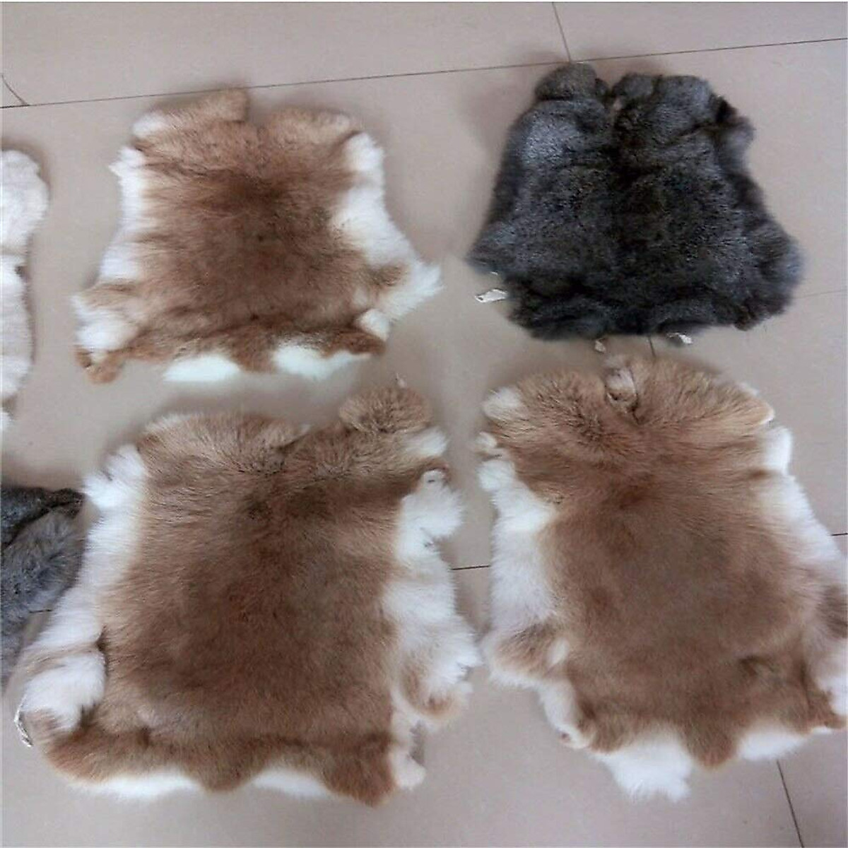 Assorted Natural Rabbit Skin Fur Pelts Grade Craft with Sewing Quality Leather 10" by 14" with Sewing Quality Leather for Decoration, Cat/Dog Toys, Sewing, or Crafting Fur Hide (5PCS Bulk)