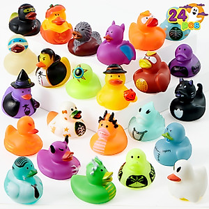 JOYIN 24 PCS Halloween Rubber Ducks, Halloween Ducks Toys for Trick or Treating Goodie Bag Fillers, Bathtub Toys Duckies for Halloween Party Favors Decorations, School Classroom Game Prizes