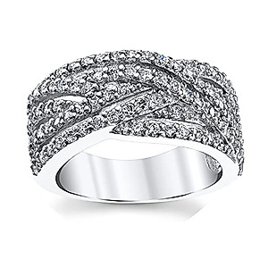 925 Sterling Silver Cubic Zirconia CZ Right Hand Ring Band Size 7